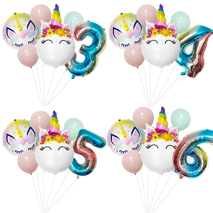 Anyparty Balloons Rainbow 32inch Number Set Round Unicorn Th | Inspire ...