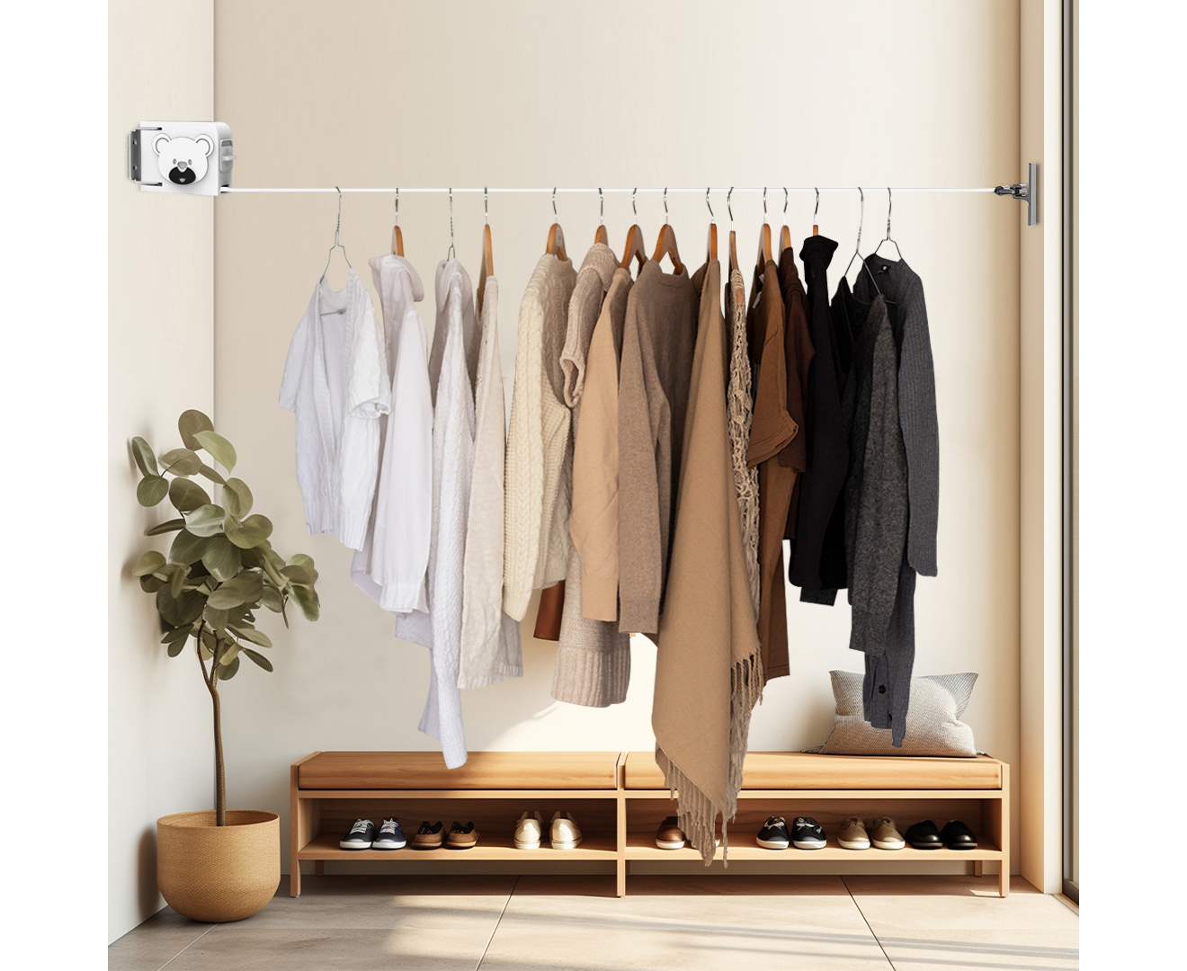 SOGA 160mm Wall-Mounted Clothes Line Dry Rack White | Inspire Uplift