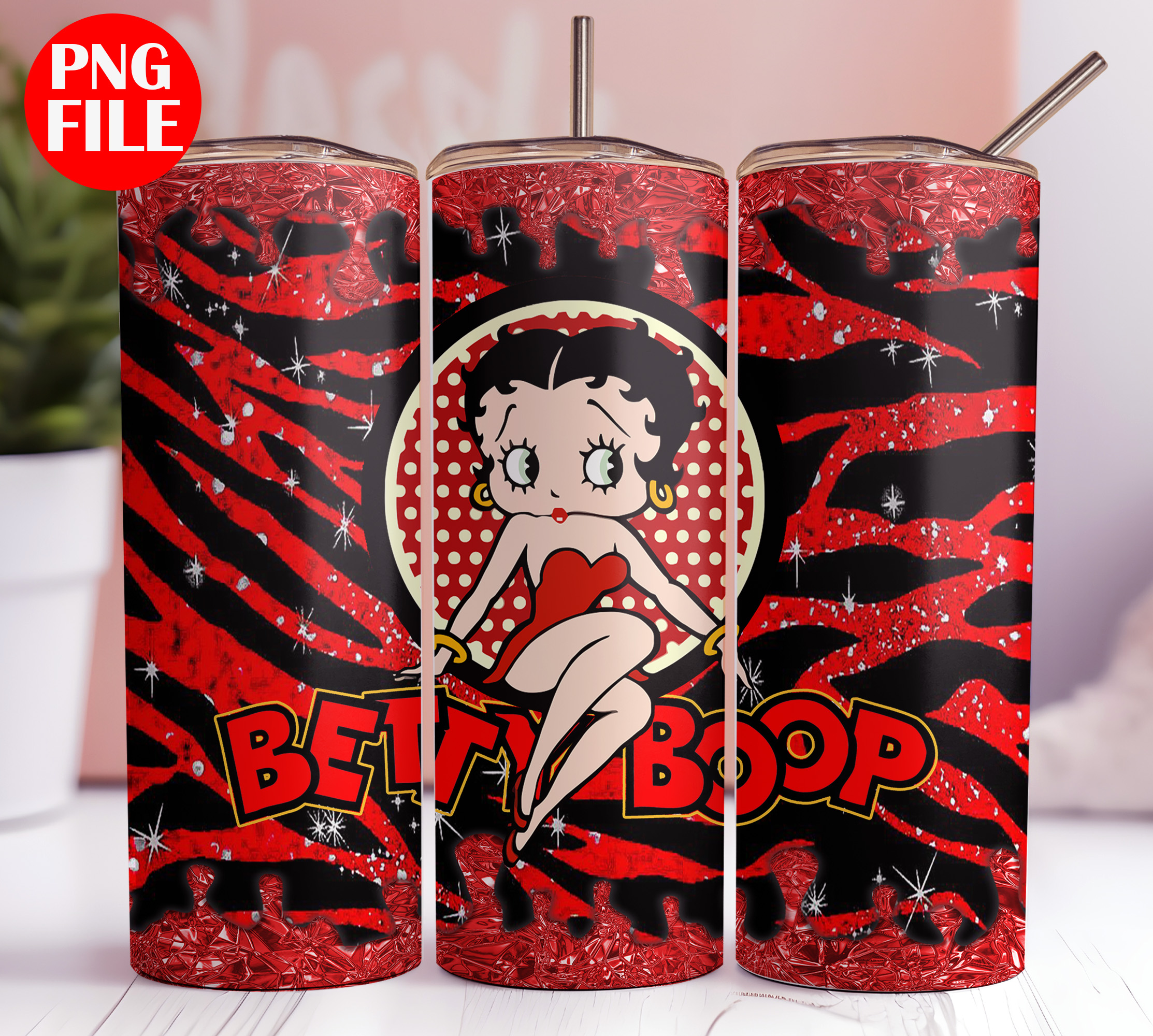 Zebra Skin 20oz tumbler wrap Betty Boop png -Betty tumbler d | Inspire ...