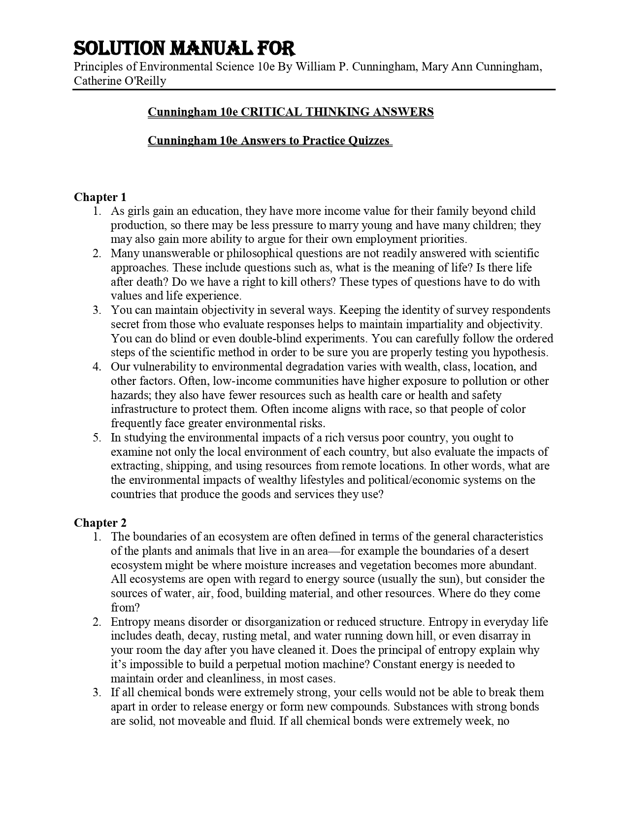 Solution Manual For Principles Of Environmental Science 10th Inspire Uplift