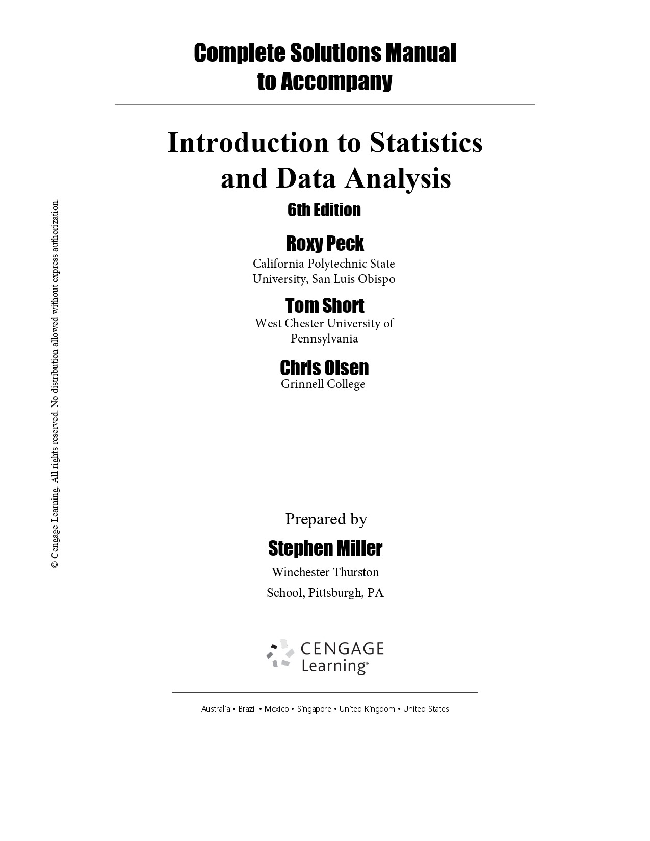 Solution Manual For Introduction To Statistics And Data Anal Inspire