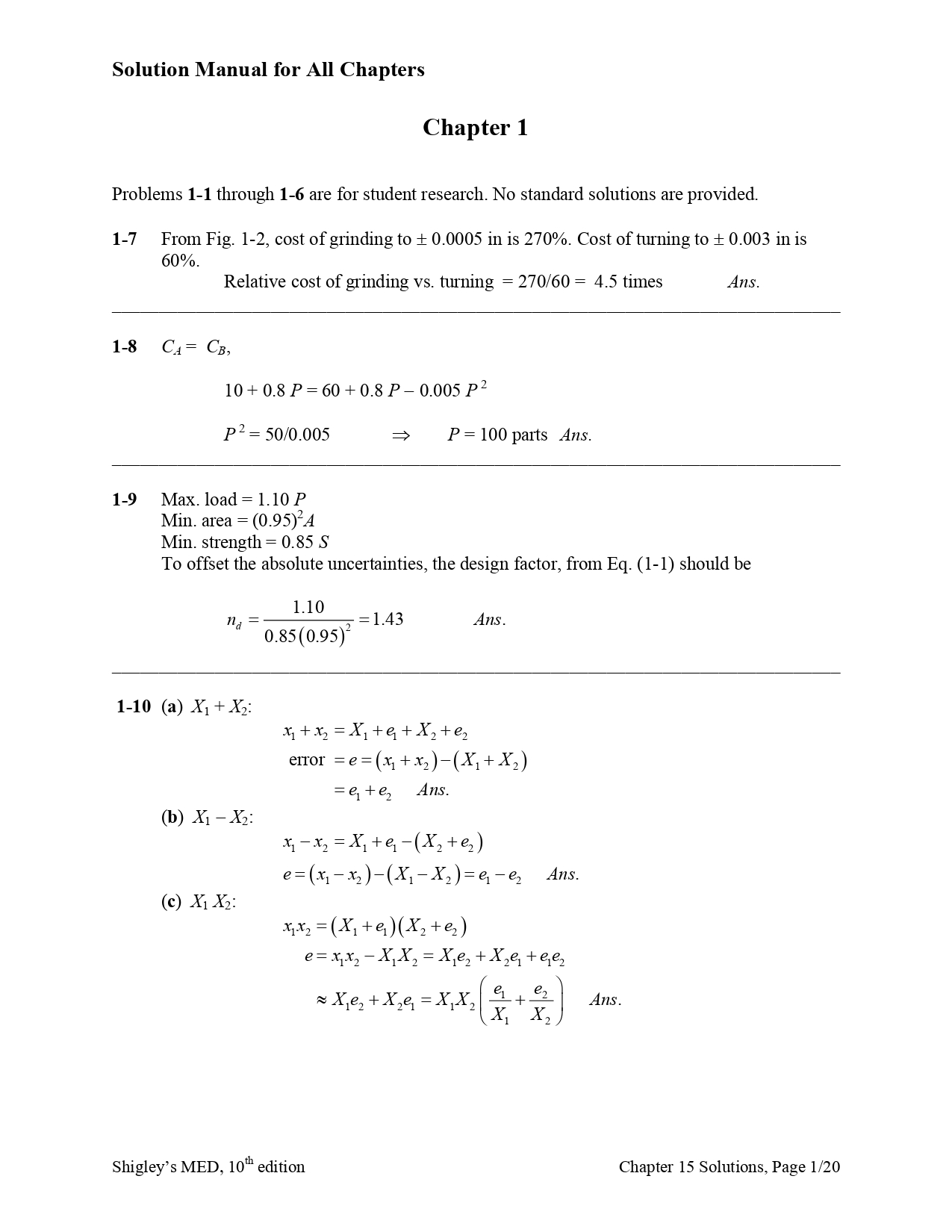 Solution Manual for Shigley's Mechanical Engineering Design | Inspire ...
