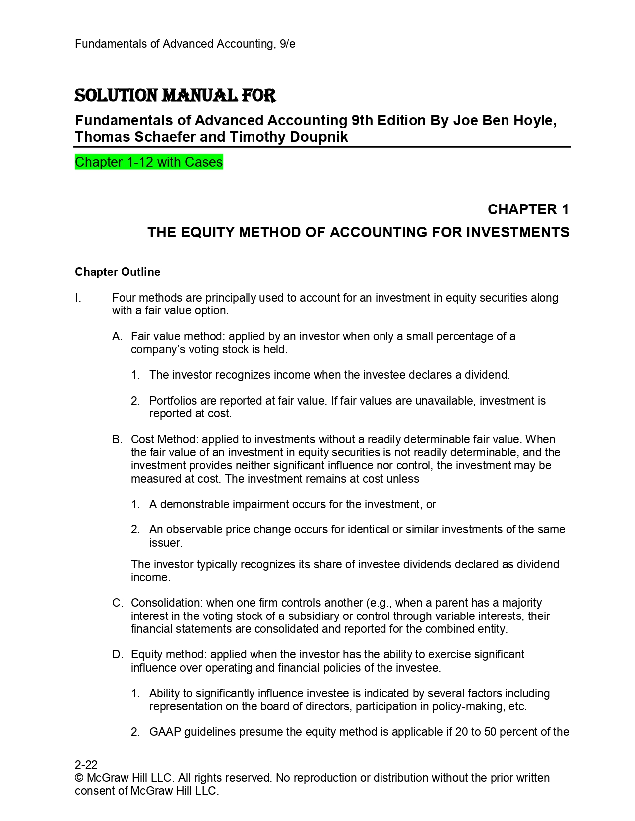 Solution Manual for Fundamentals Of Advanced Accounting 9th | Inspire ...