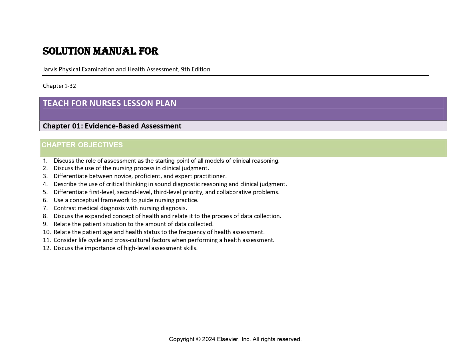 Solution Manual for Physical Examination and Health Assessme - Inspire ...