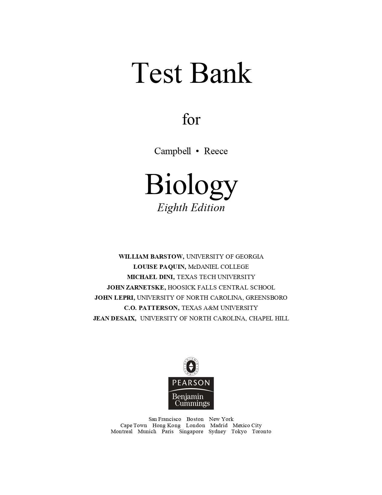 Test Bank for Biology 8th Edition Campbell Reece | Inspire Uplift