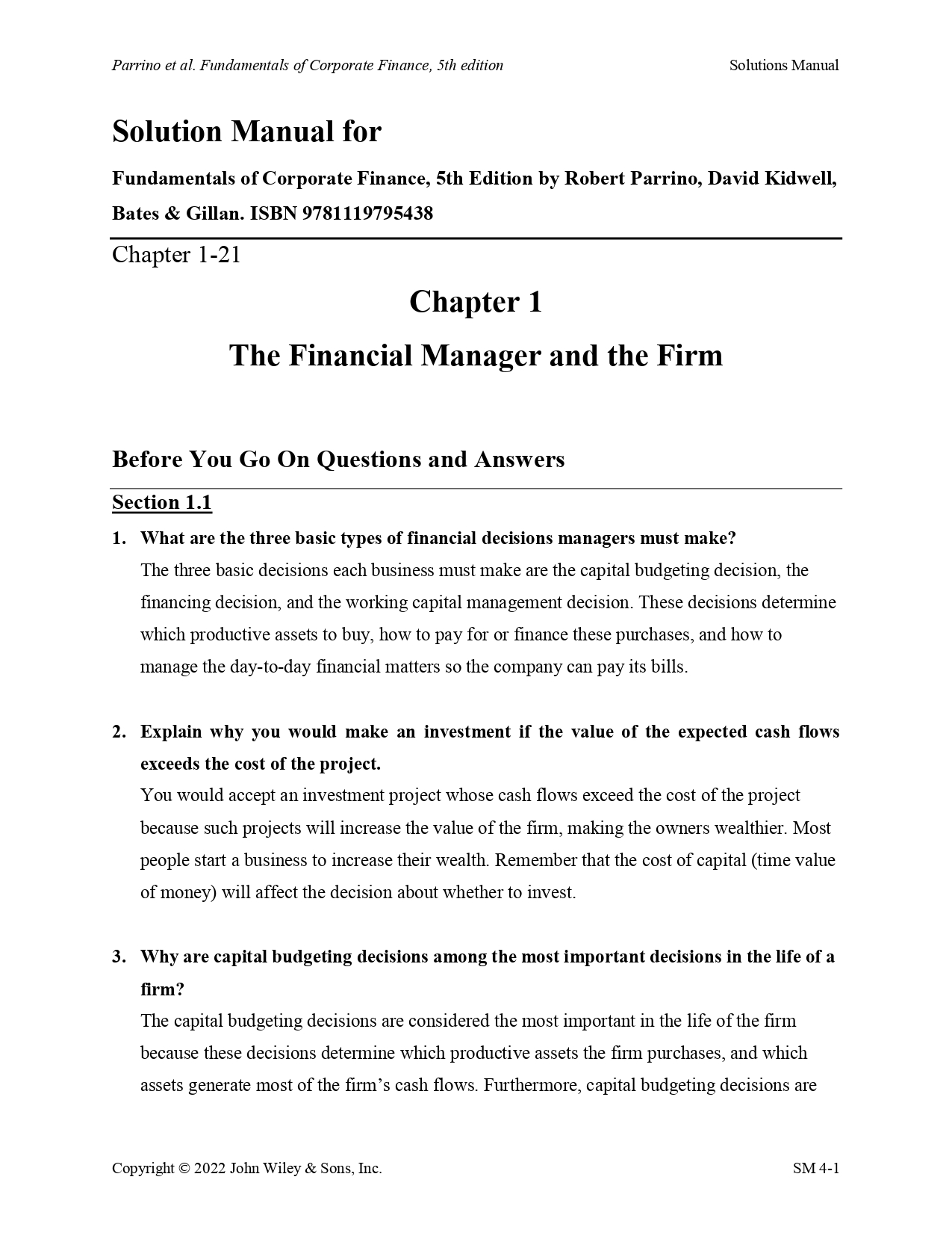 Solution Manual for Fundamentals of Corporate Finance, 5th E | Inspire ...