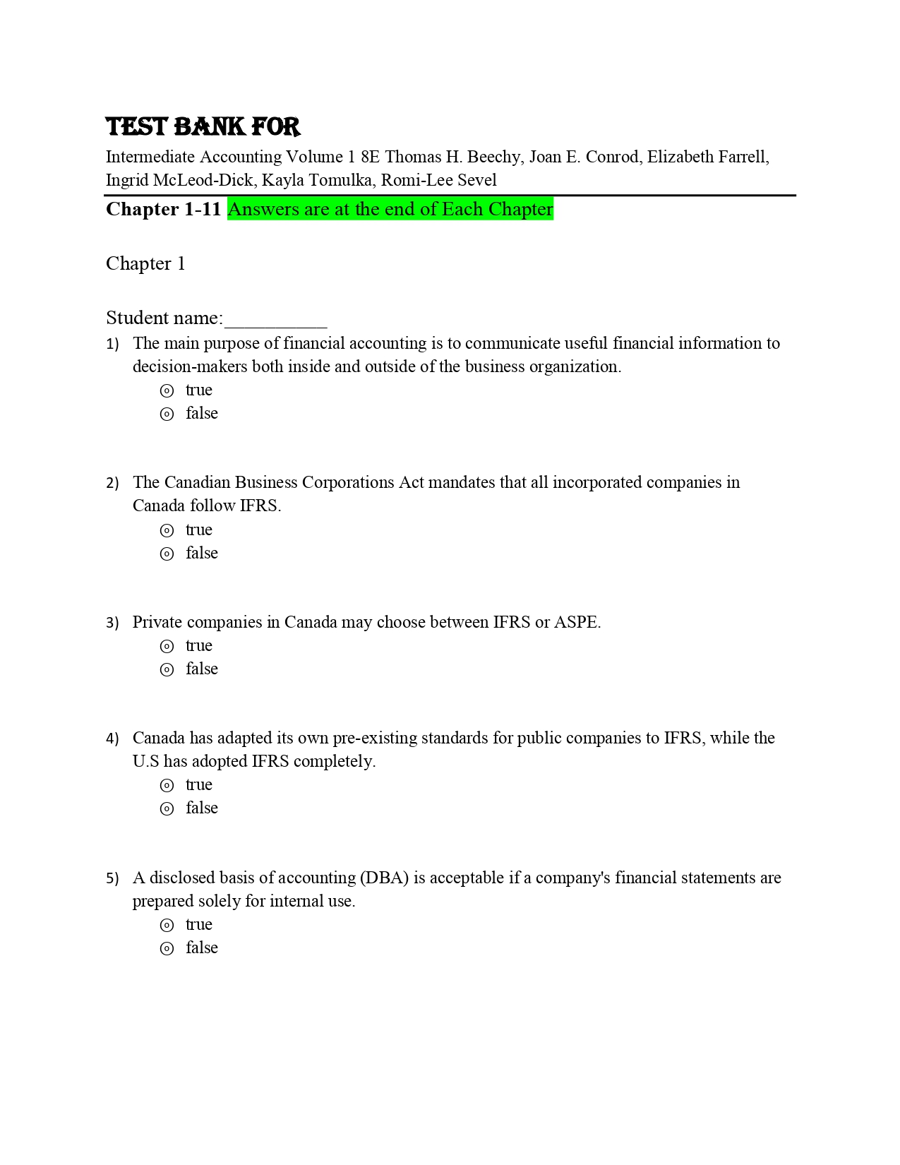 Test Bank for Intermediate Accounting Volume 1 8th Edition b | Inspire ...
