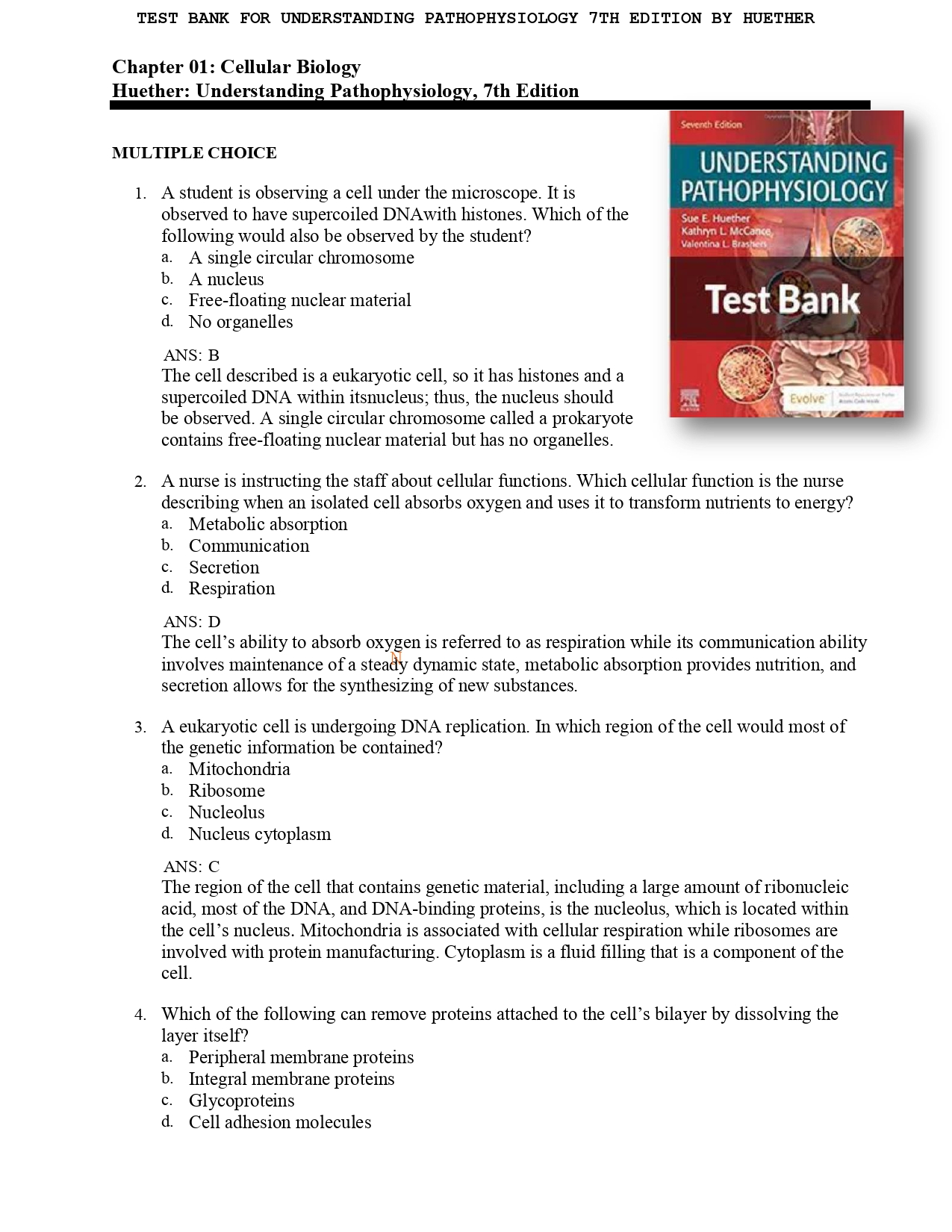 TEST BANK FOR UNDERSTANDING PATHOPHYSIOLOGY 7TH EDITION BY H | Inspire ...