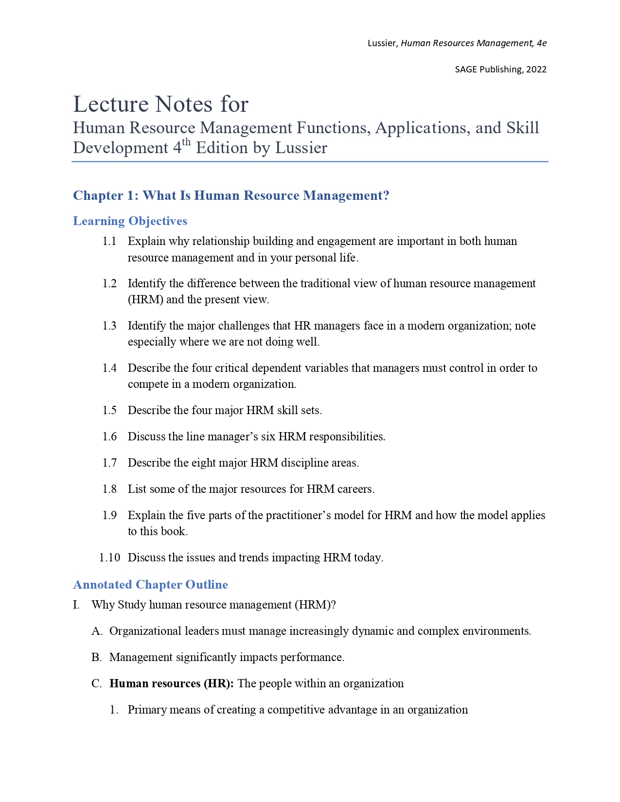 Lecture Notes for Human Resource Management Functions, Appli | Inspire ...