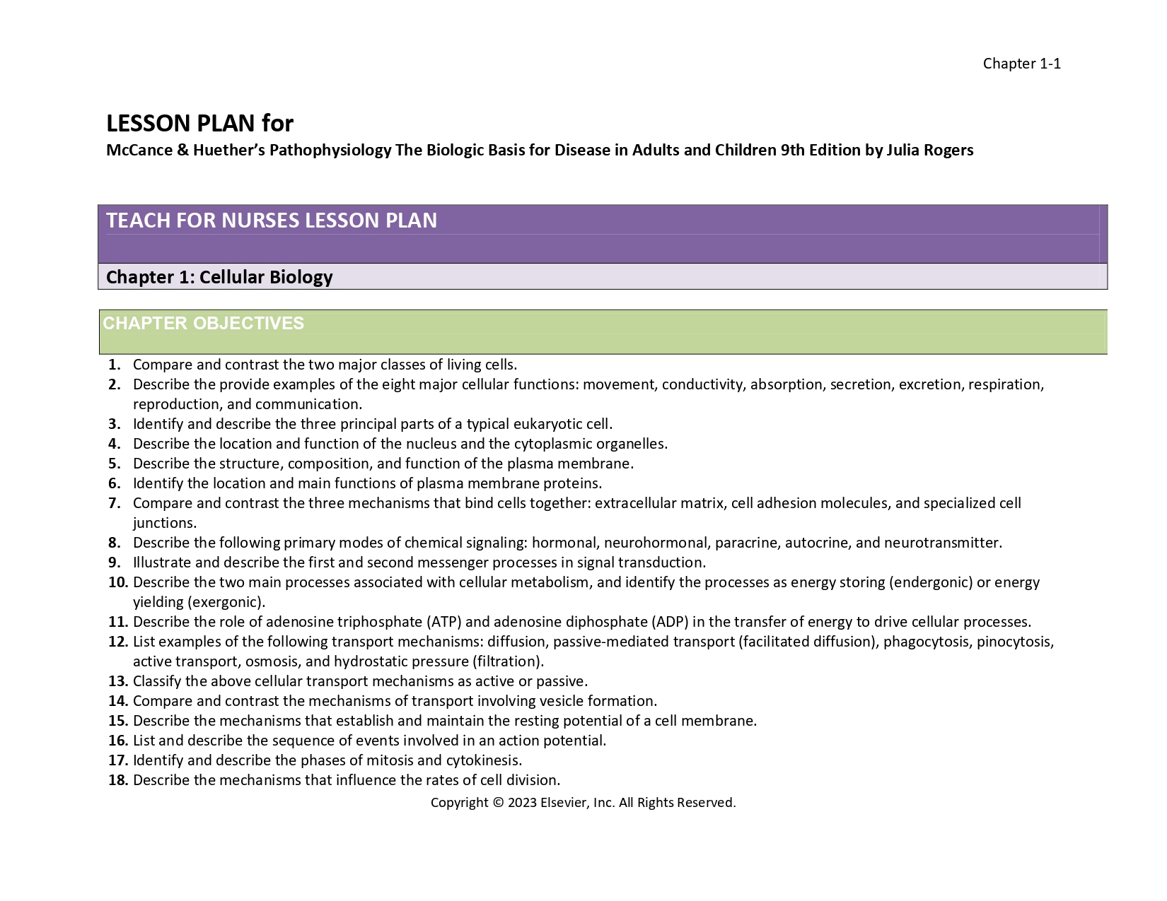 Nursing Lesson Plan McCance & Huethers Pathophysiology The B | Inspire ...
