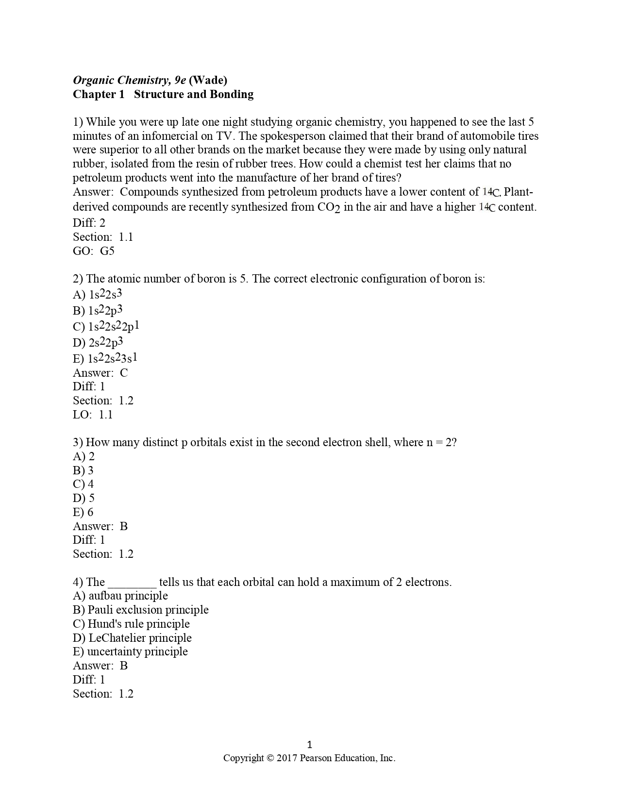 Test Bank for Organic Chemistry 9th Edition by L. G. Wade Jr | Inspire ...