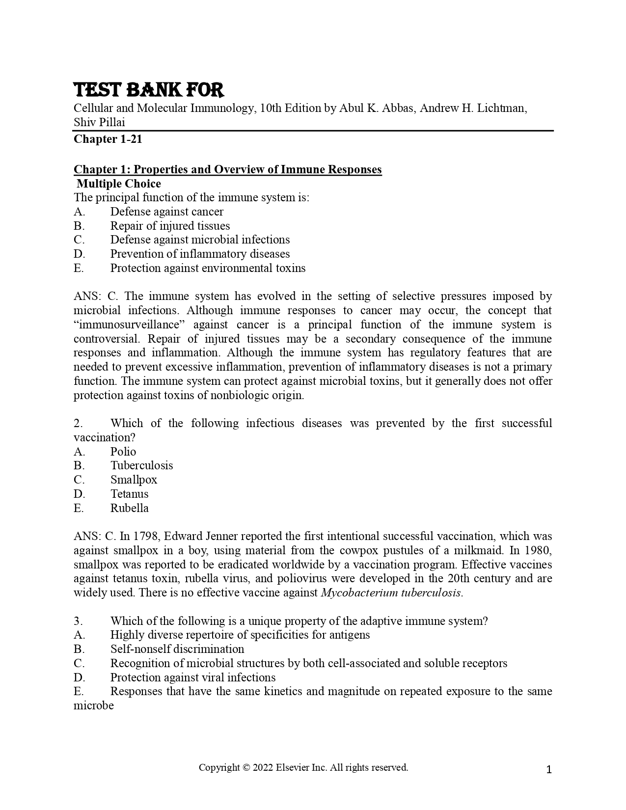 Test Bank For Cellular and Molecular Immunology, 10th Editio | Inspire ...
