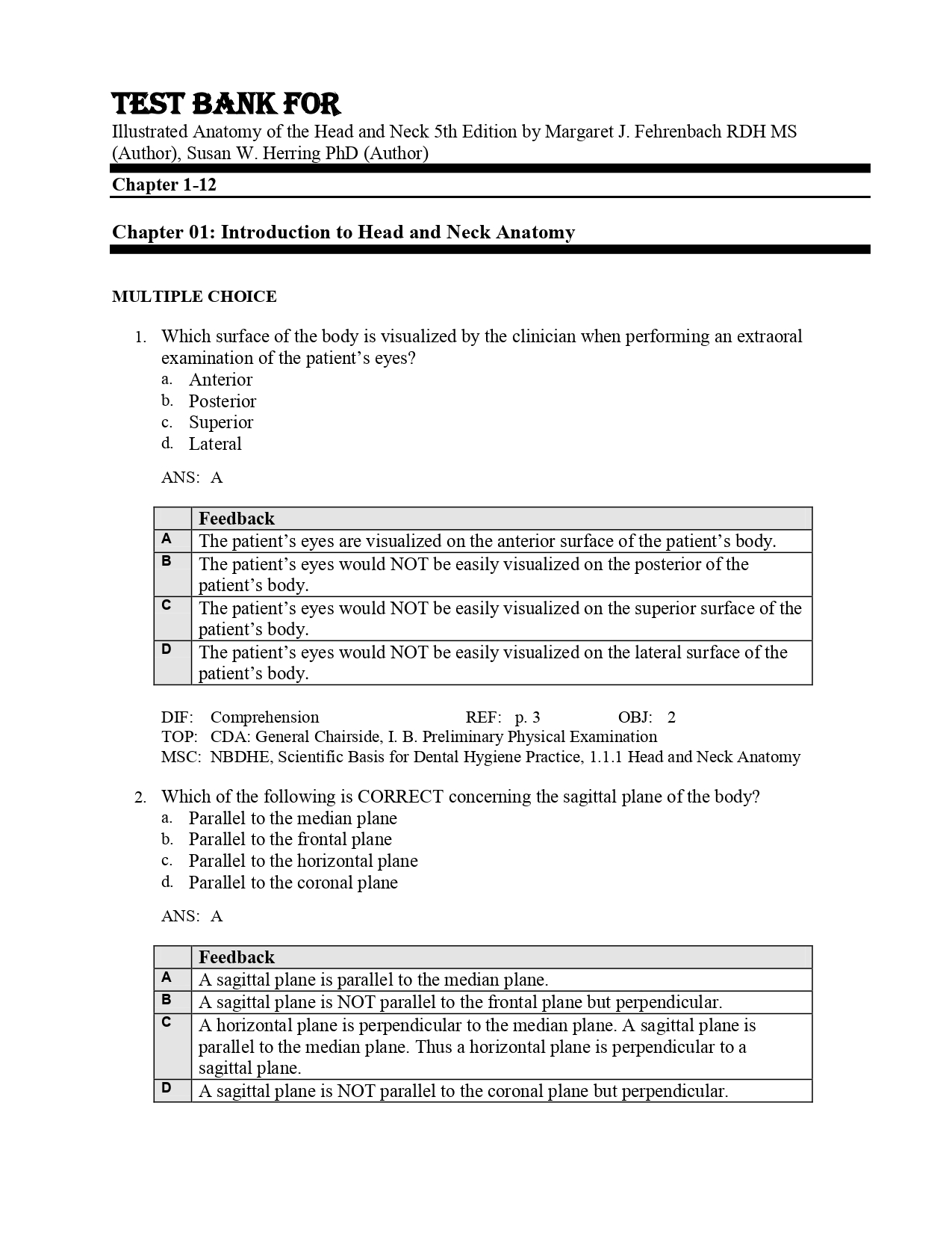 Test Bank For Illustrated Anatomy of the Head and Neck 5th E | Inspire ...