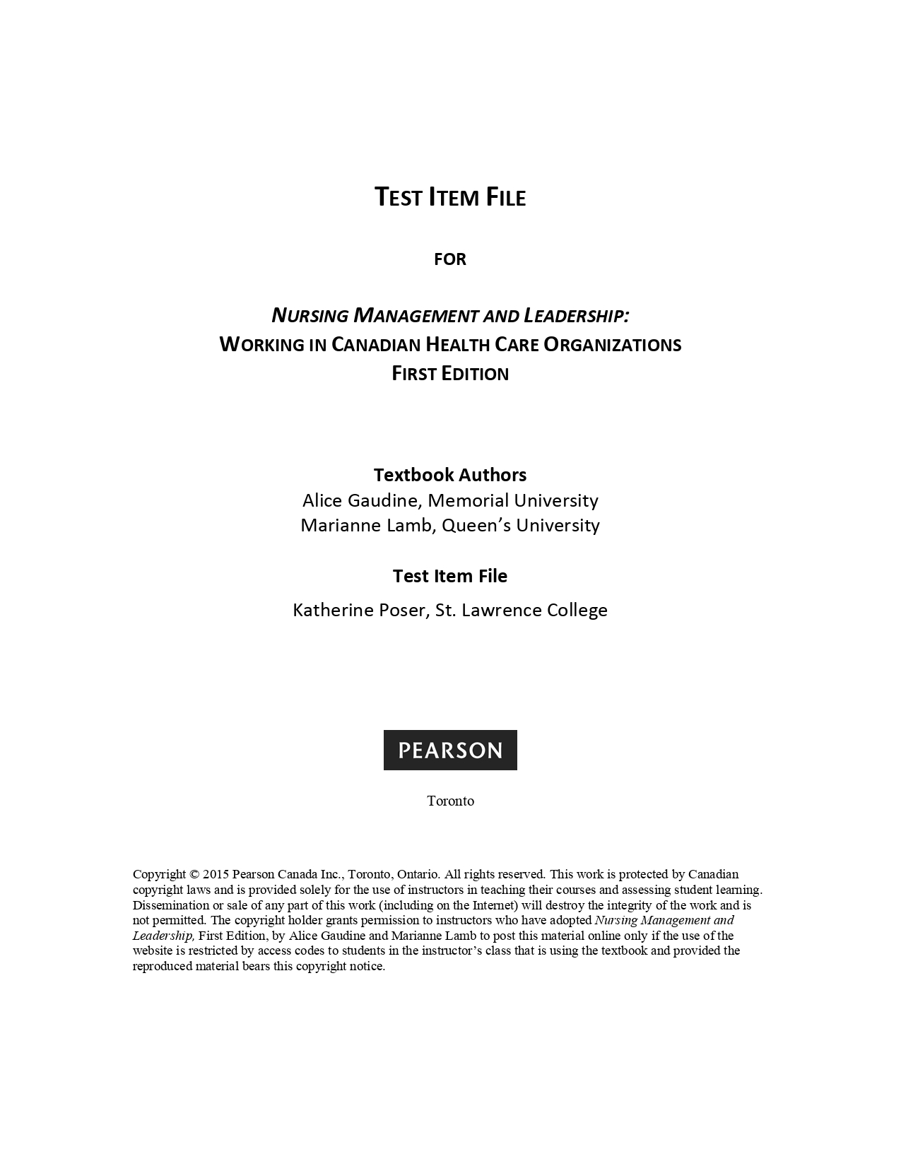 Test Bank For Nursing Leadership and Management, 1st Edition | Inspire ...