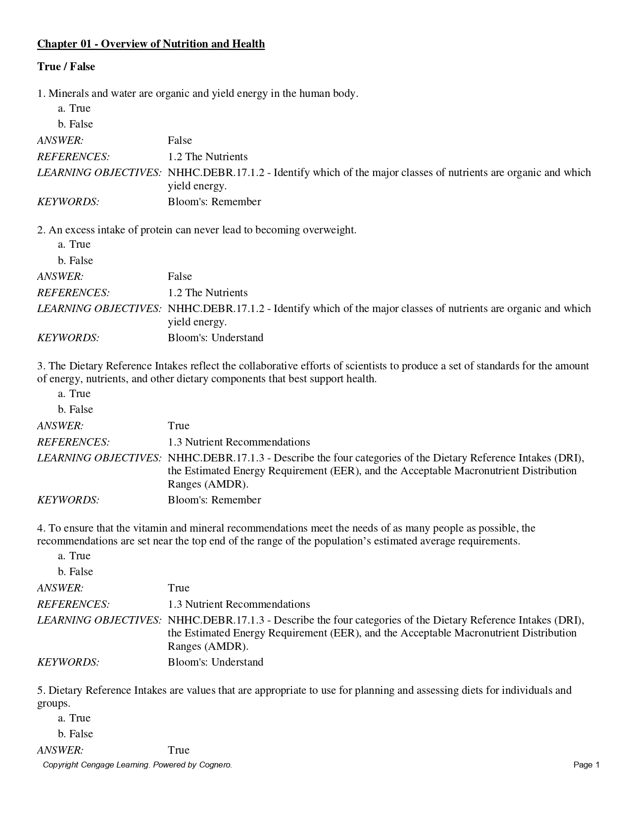 Test Bank for Nutrition For Health and Healthcare, 8th Editi | Inspire ...