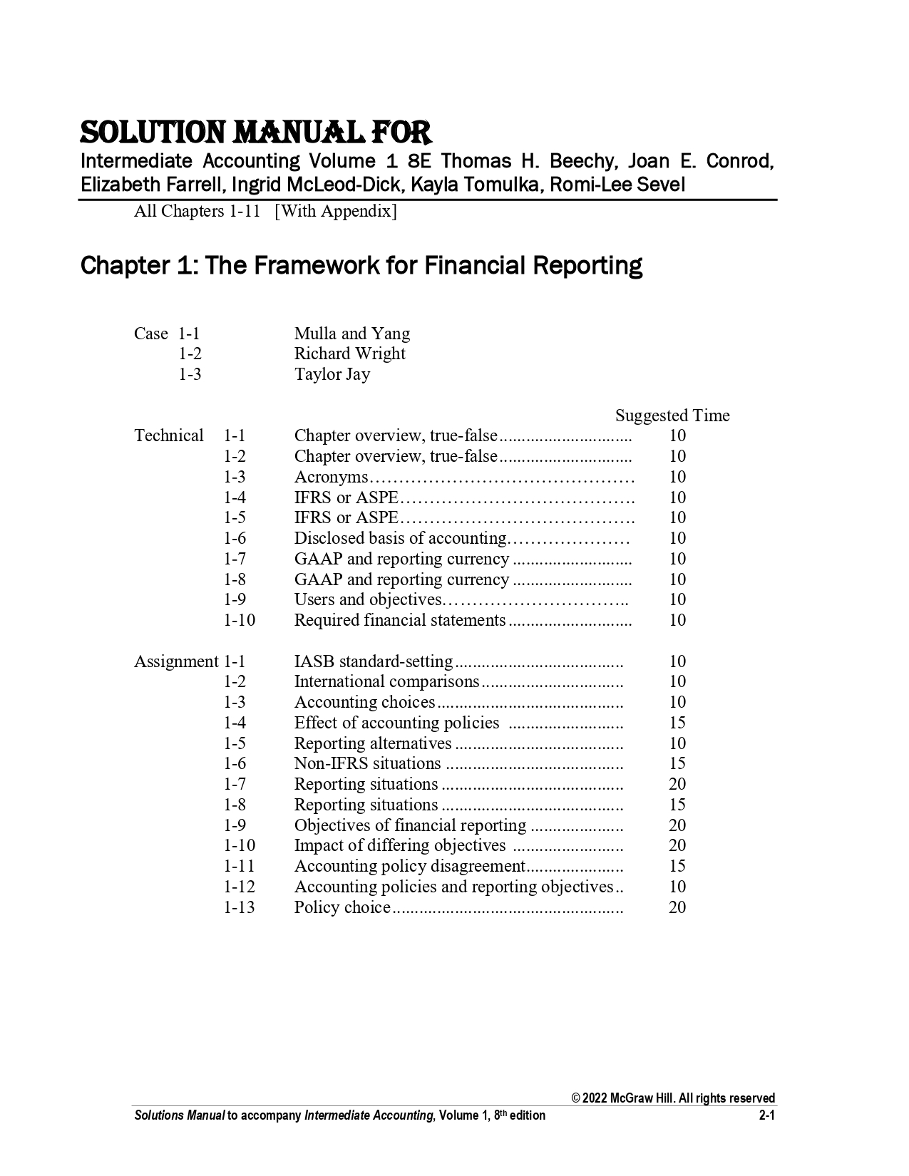 Solution Manual for Intermediate Accounting Volume 1 8th Edi | Inspire ...