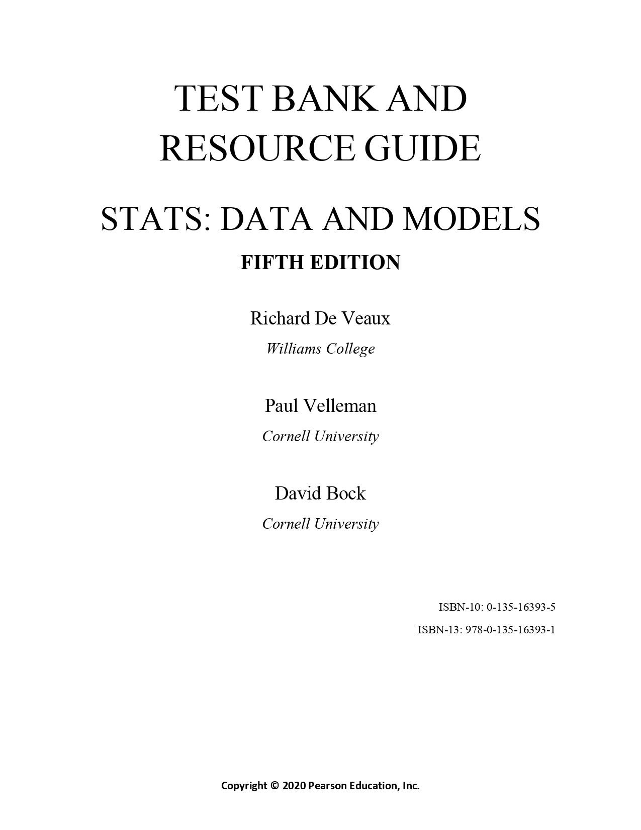 Test Bank for Stats Data and Models 5th edition by Richard D | Inspire ...