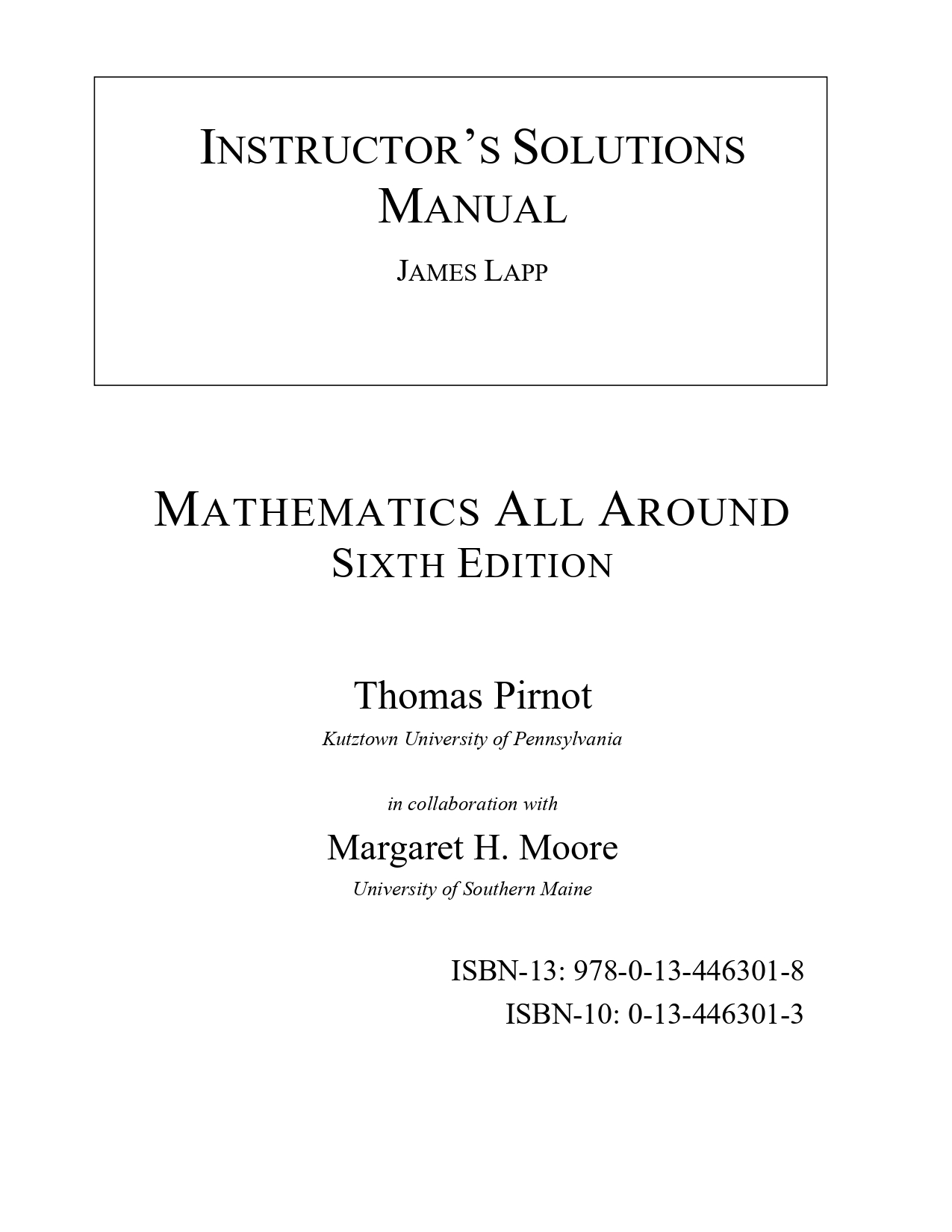 SOLUTION MANUAL FOR MATHEMATICS ALL AROUND SIXTH EDITION Tho | Inspire ...