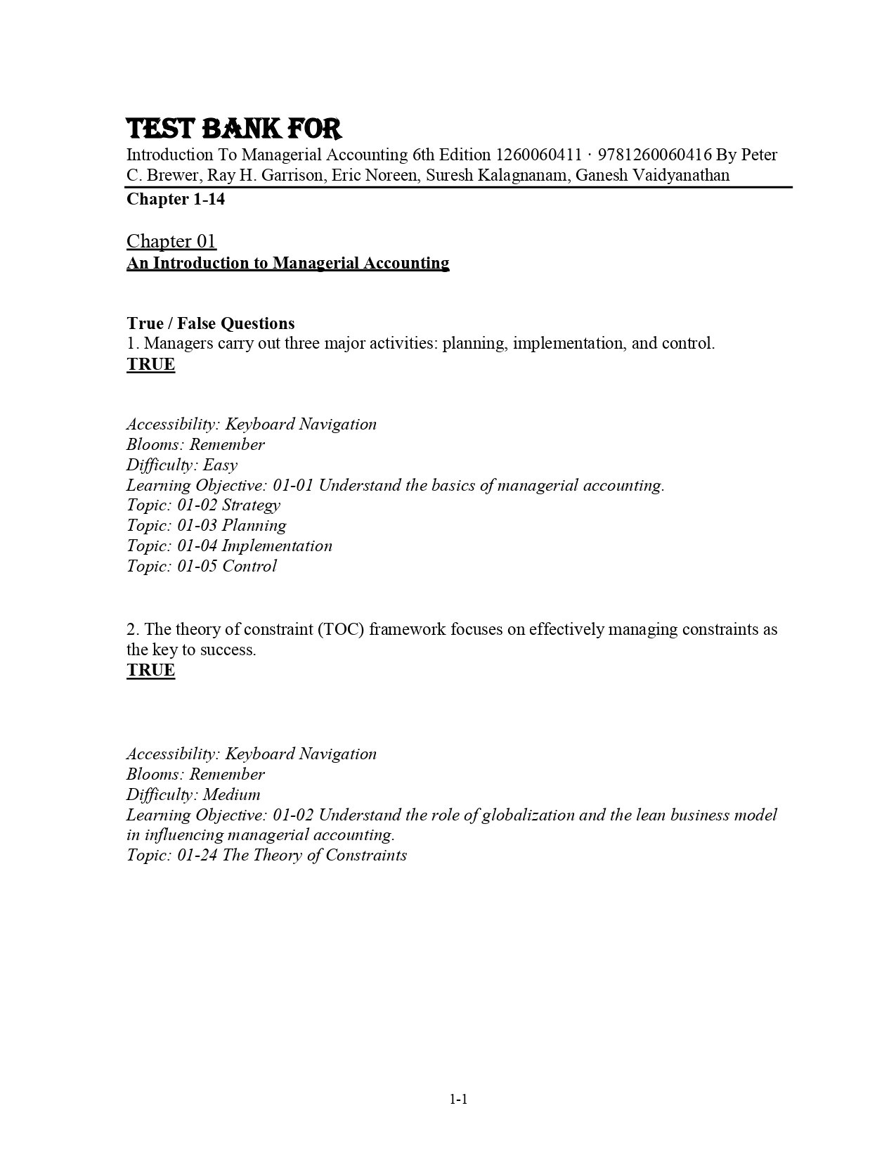 Test Bank for Introduction To Managerial Accounting 6th Edit | Inspire ...