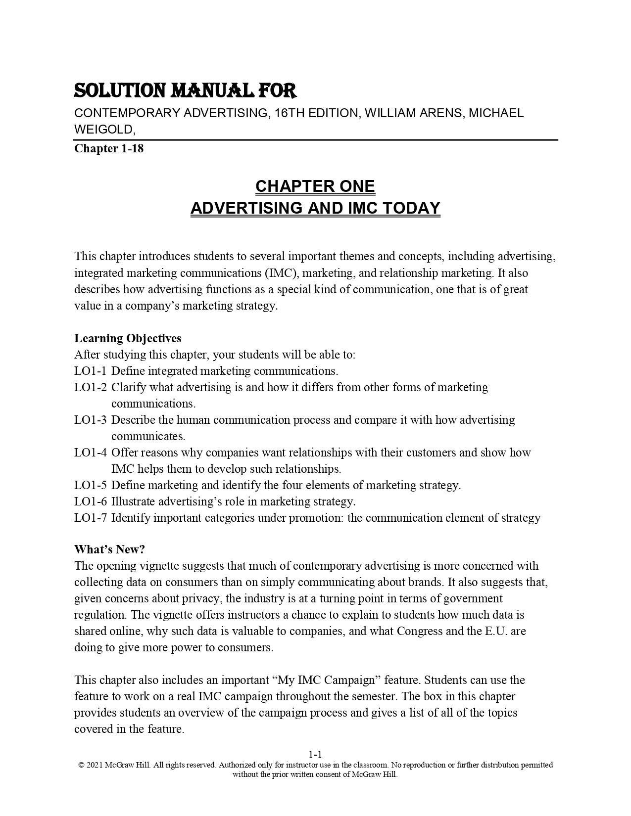 Solution Manual For Contemporary Advertising, 16th Edition, | Inspire ...