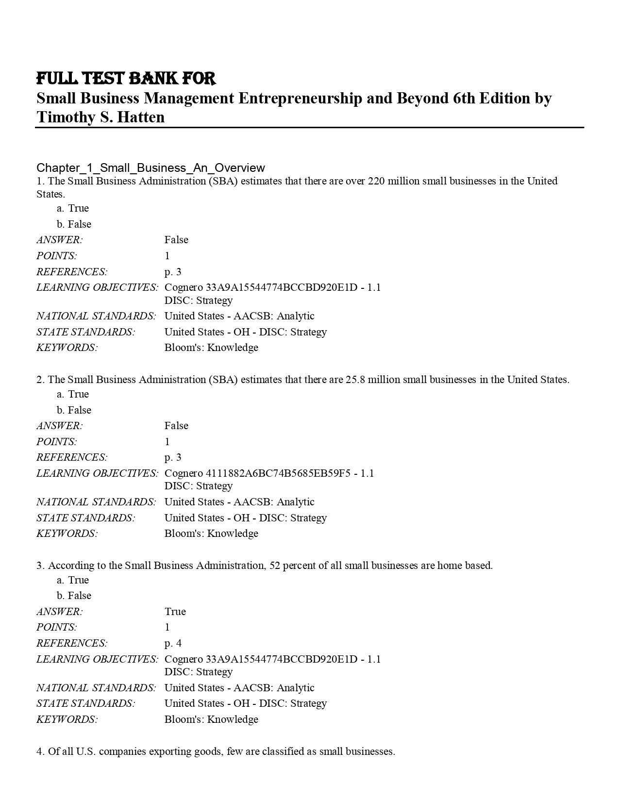 Test Bank For Small Business Management Entrepreneurship and | Inspire ...