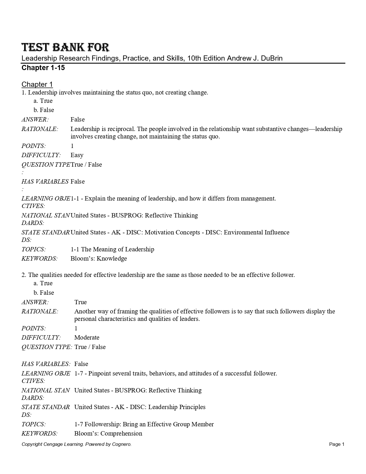 Test Bank For Leadership Research Findings, Practice, and Sk | Inspire ...