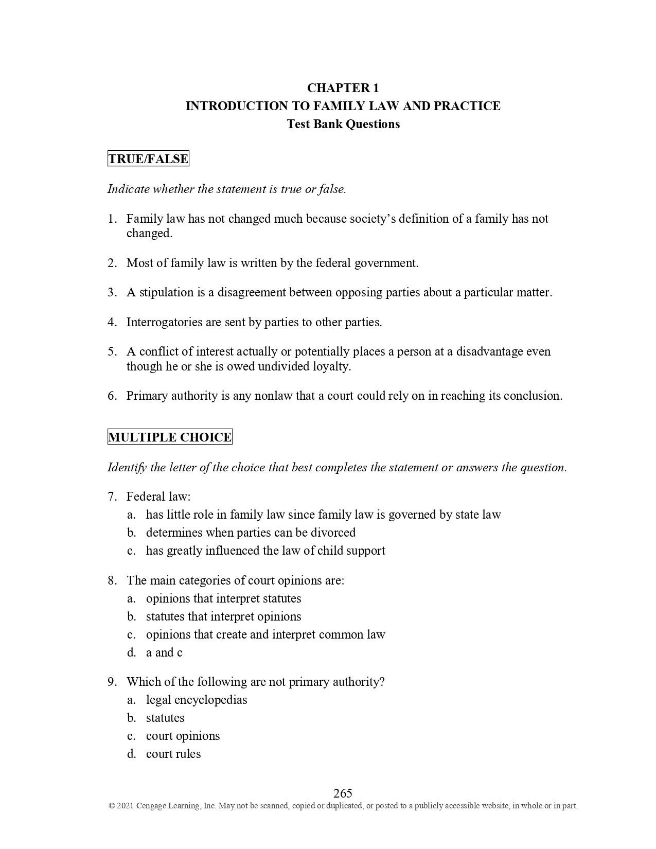 Test Bank For Family Law, 7th Edition by William P. Statsky | Inspire ...