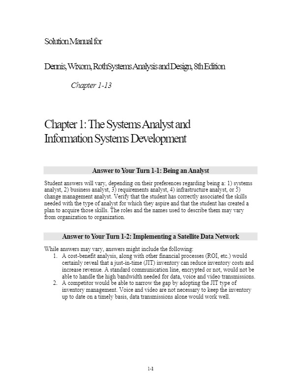 Solution Manual for Systems Analysis and Design, 8th Edition | Inspire Uplift
