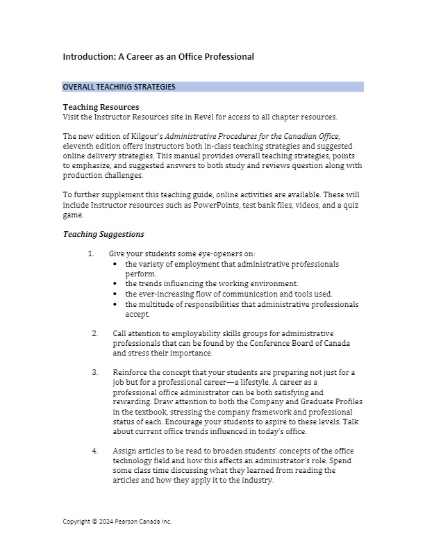 Solution Manual For Administrative Procedures for the Canadi | Inspire ...