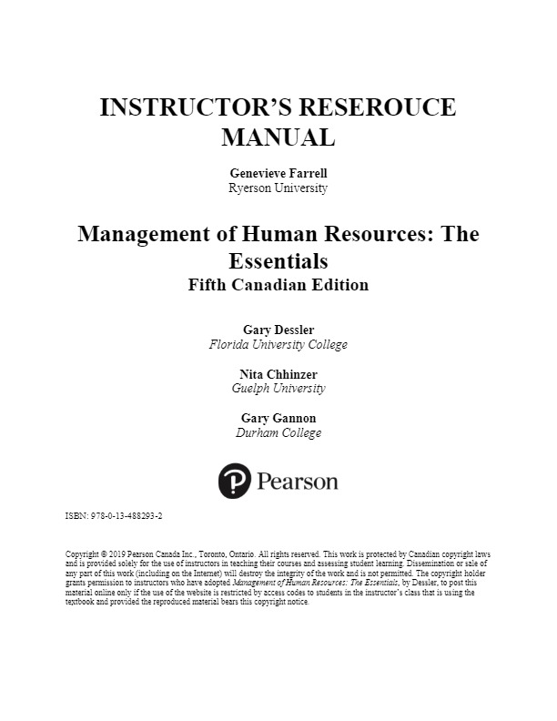 Solution Manual For Management of Human Resources The Essent | Inspire ...