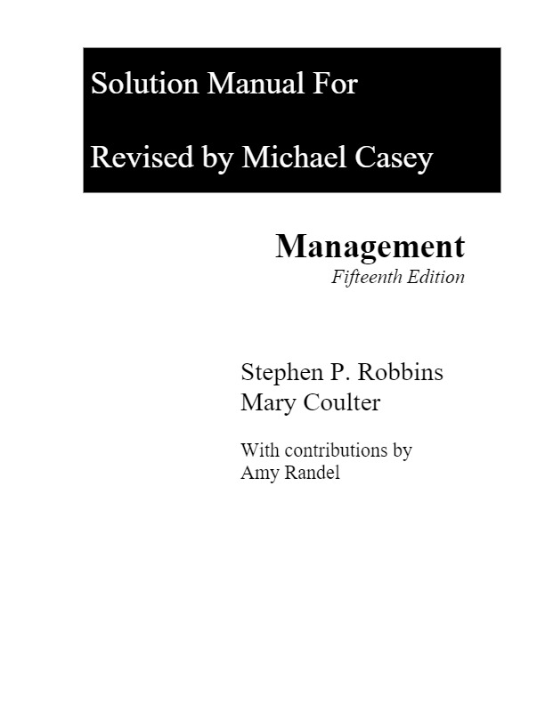 Solution Manual For Management, 15th Edition by Mary A. Coul | Inspire ...
