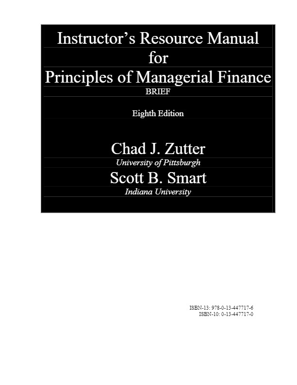 Solution Manual For Principles of Managerial Finance, Brief | Inspire Uplift