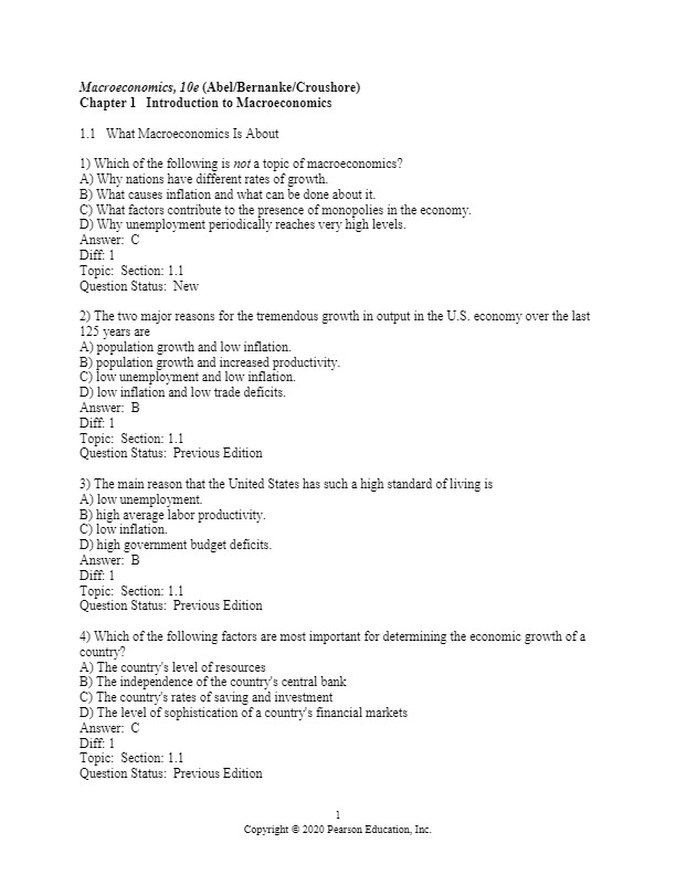 Test Bank For Macroeconomics,10th Edition by Andrew B. Abel, | Inspire ...
