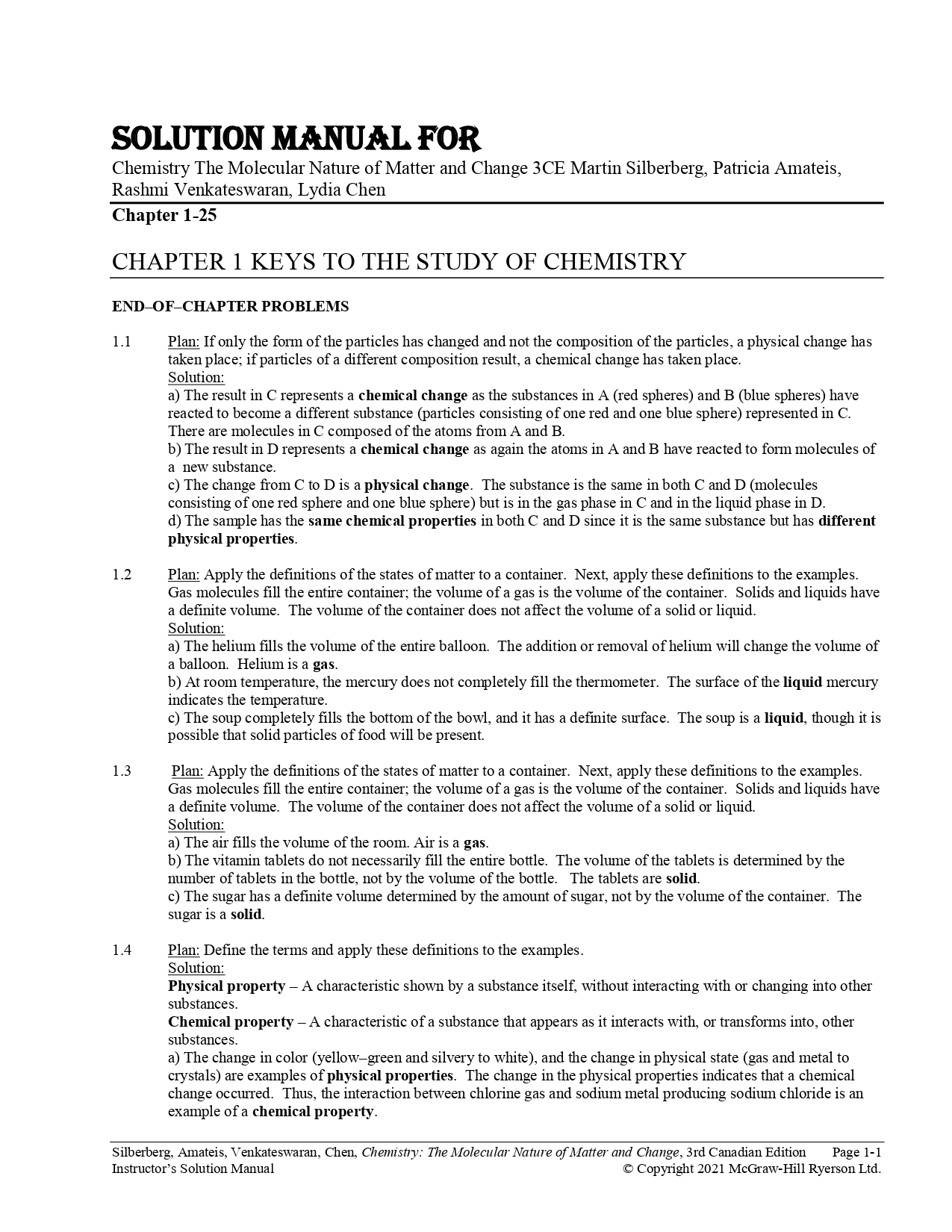 Solution Manual for Chemistry The Molecular Nature of Matter | Inspire ...