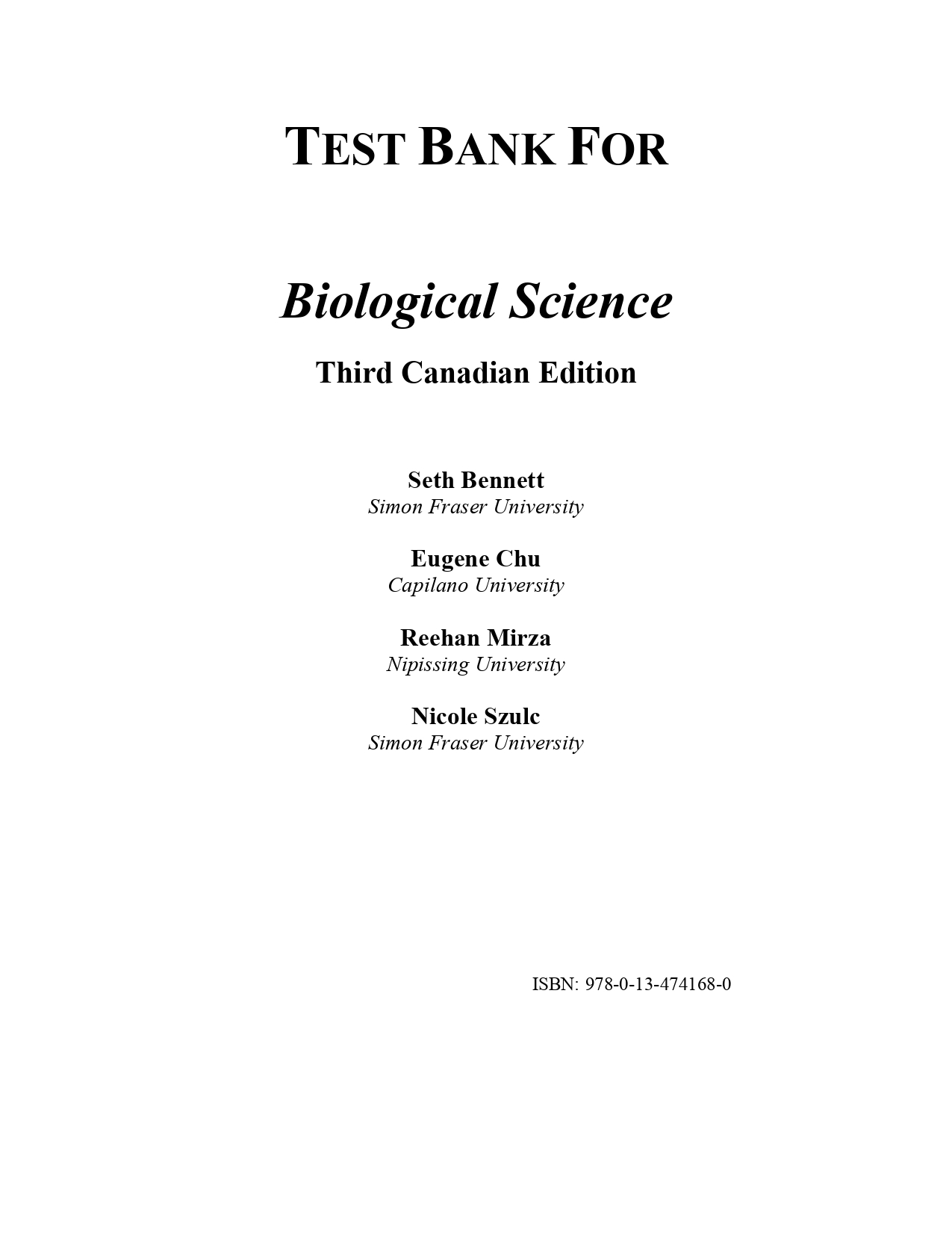 Test Bank For Biological Science, Canadian Edition, 3rd Edit | Inspire ...