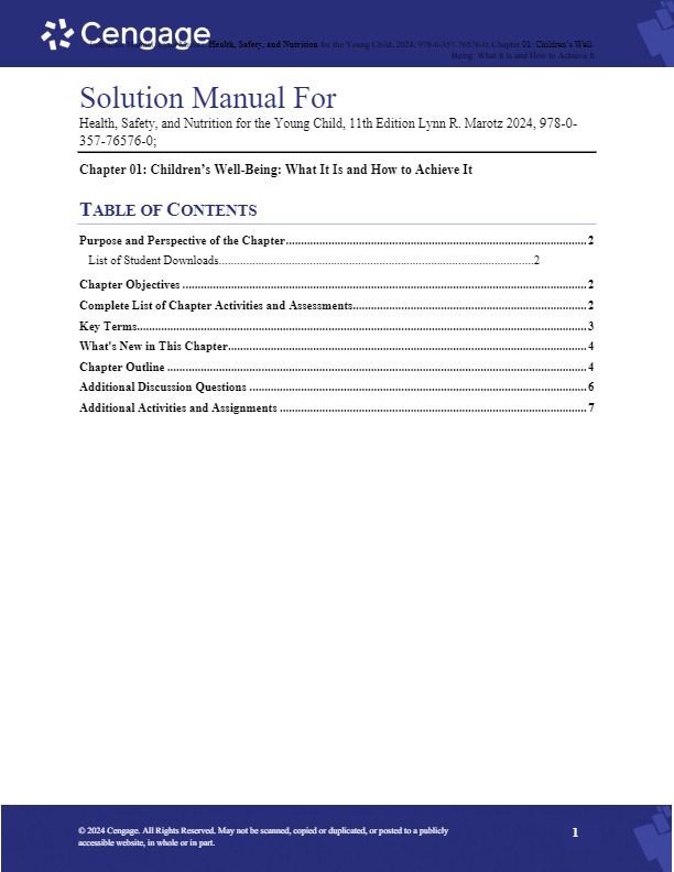 Solution Manual For Health, Safety, and Nutrition for the Yo | Inspire ...
