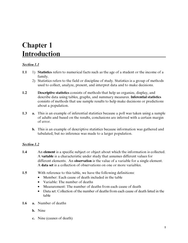 Solution Manual For Introductory Statistics 10th Edition By Inspire