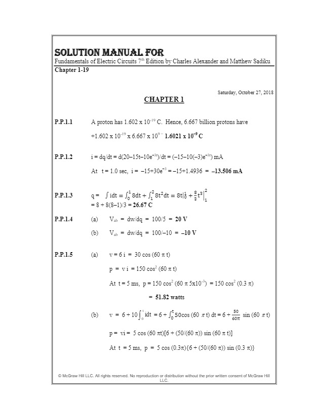 Practice Problems For Fundamentals of Electric Circuits 7th | Inspire ...