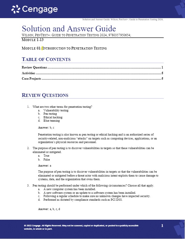 Solution Manual For CompTIA PenTest+ Guide to Penetration Te | Inspire ...