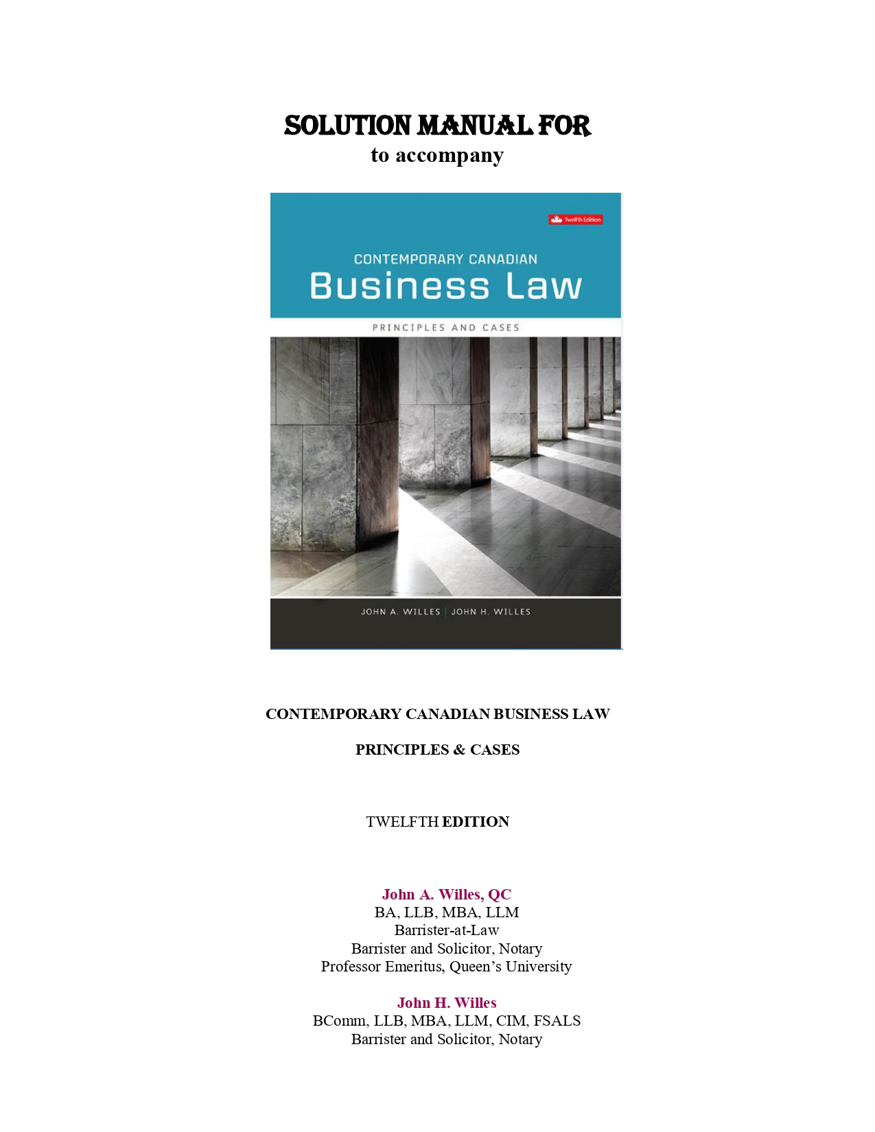 Solution Manual For Contemporary Canadian Business Law 12th | Inspire ...