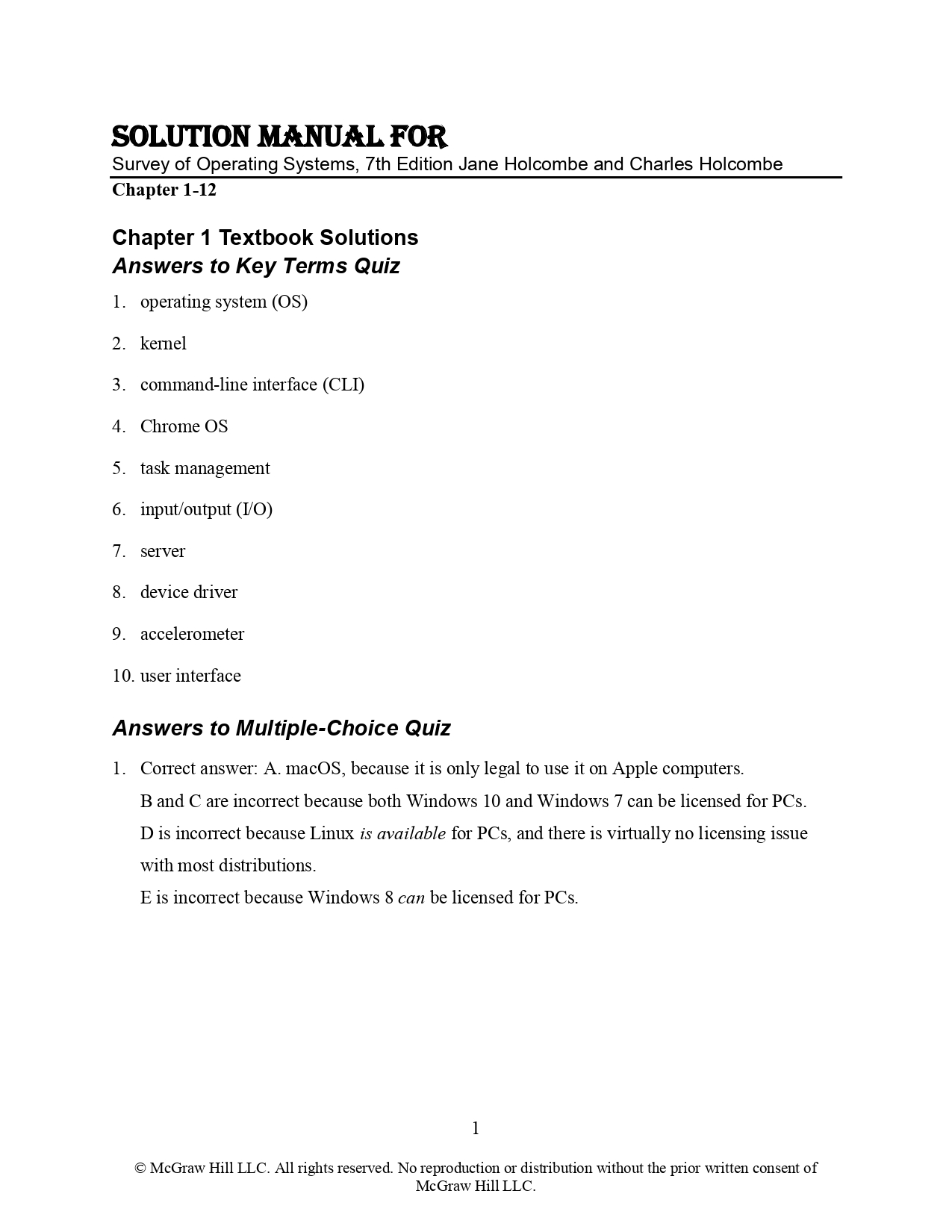 Solution Manual For Survey of Operating Systems, 7th Edition | Inspire Uplift