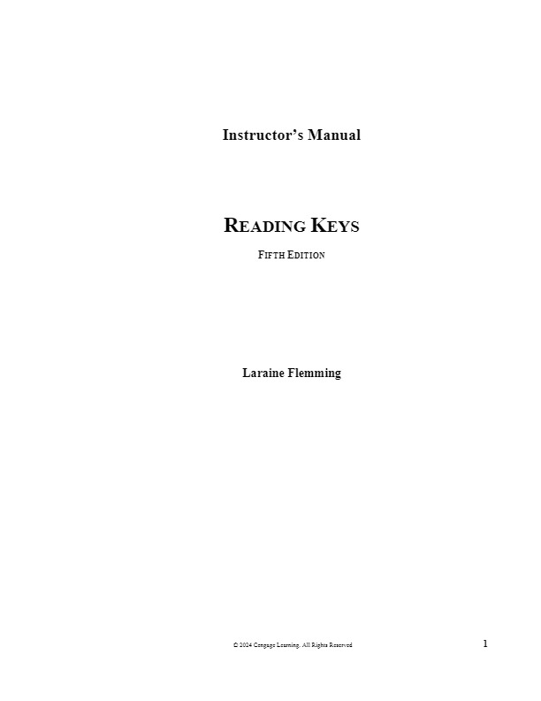 Instructor Manual For Reading Keys 5th Edition by Laraine E. | Inspire ...