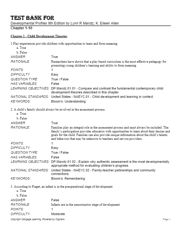 Test Bank For Developmental Profiles 9th Edition by Lynn R M | Inspire ...