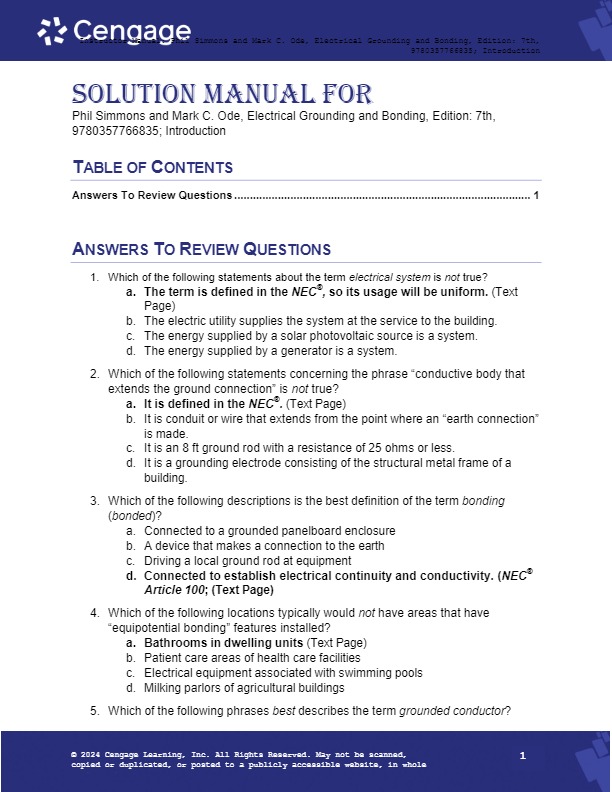Solution Manual For Electrical Grounding And Bonding 7th Edi Inspire Uplift