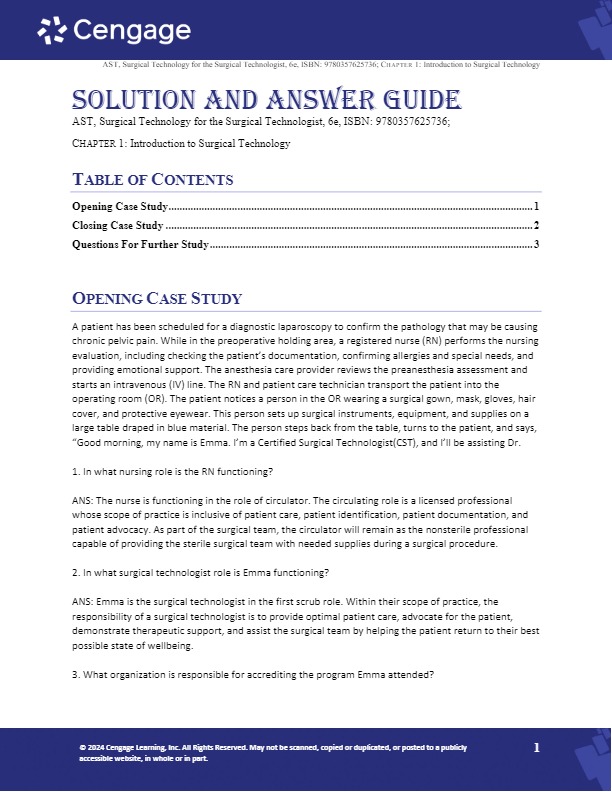 Solution Manual For Surgical Technology for the Surgical Tec | Inspire ...