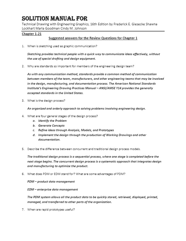 Solution Manual For Technical Drawing with Engineering Graph | Inspire ...