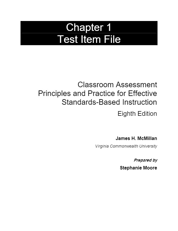 Test Bank For Classroom Assessment Principles and Practice t | Inspire ...