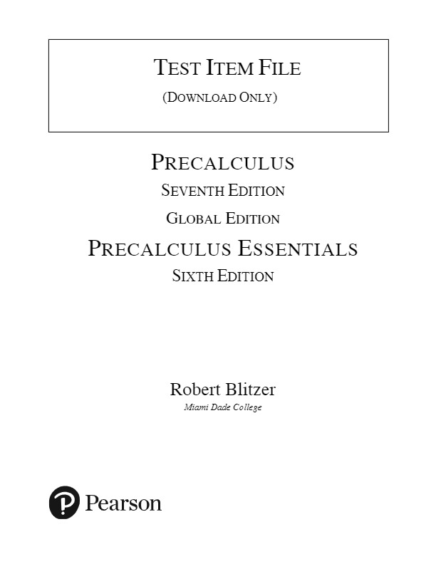 Test Bank For Precalculus, Global Edition, 7th Edition by Ro | Inspire ...