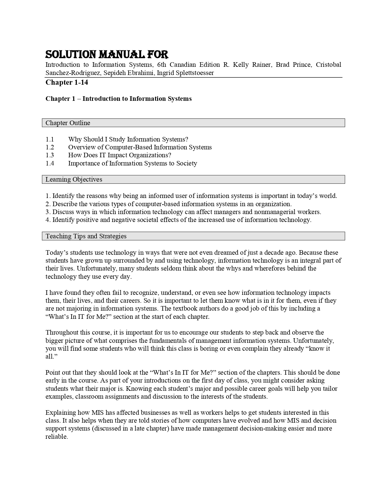 Solution Manual For Introduction to Information Systems, 6th | Inspire ...