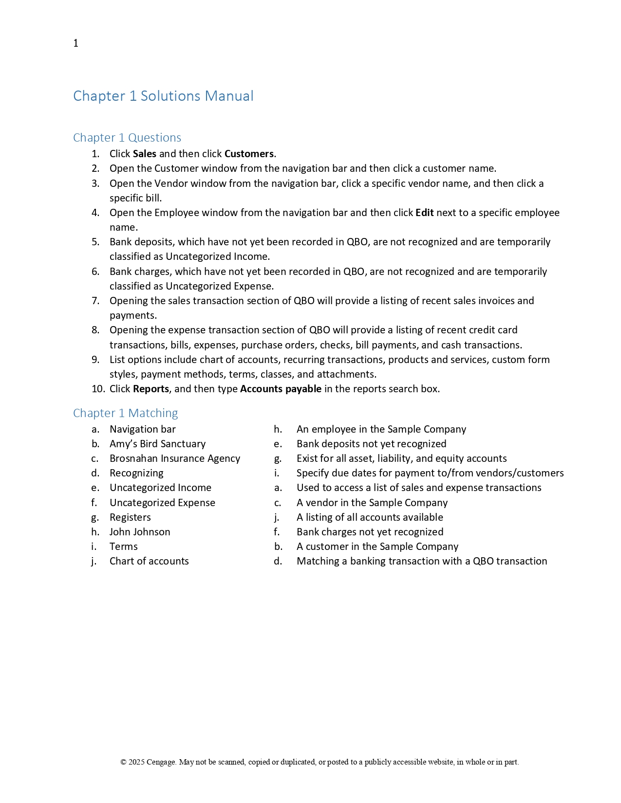 Solution Manual For Using QuickBooks Online for Accounting 2 | Inspire ...